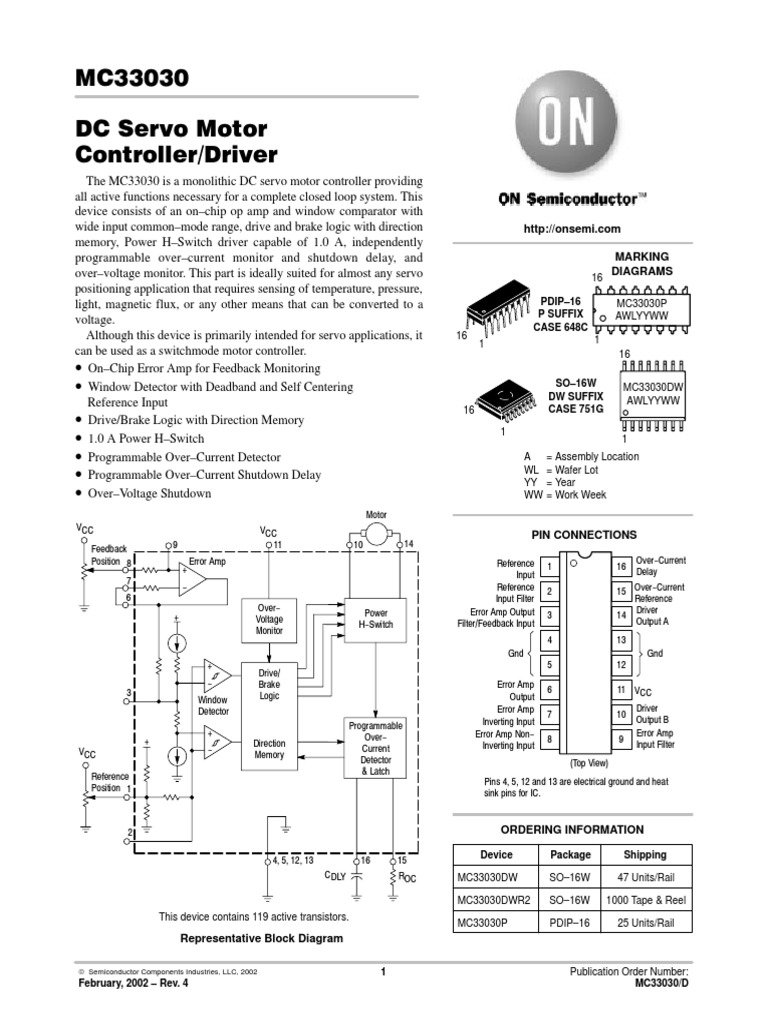 MC33030 DC Servo Motor Controller/Driver: Marking Diagrams | PDF ...