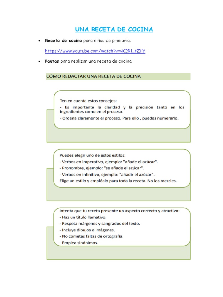 Una Receta de Cocina | PDF