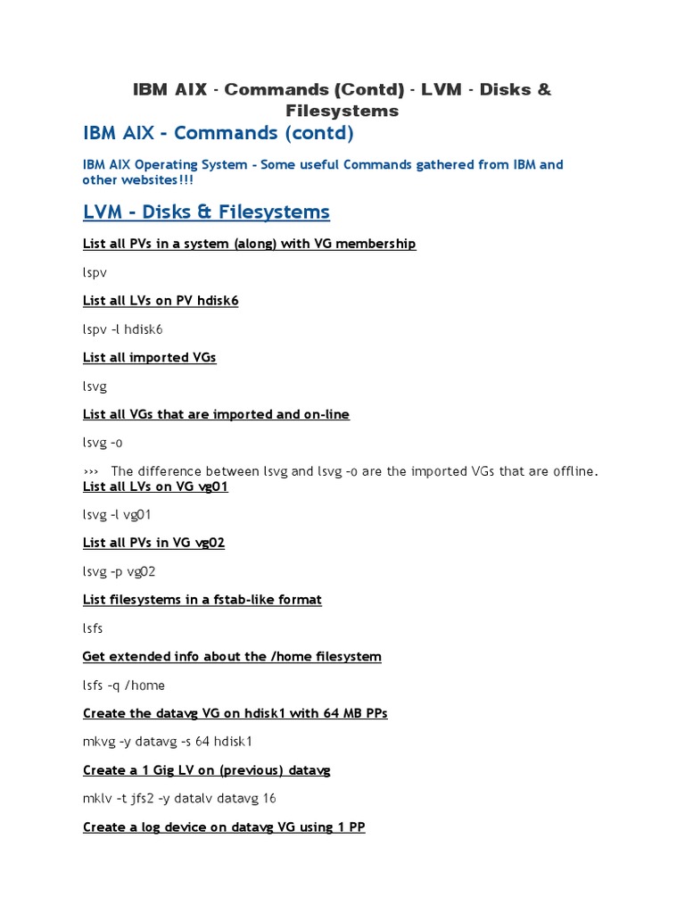 IBM AIX - IMP Commands | PDF | File System | Computer Data