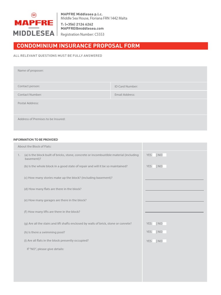 Condominium Insurance Proposal Form | PDF | Information Privacy | Insurance