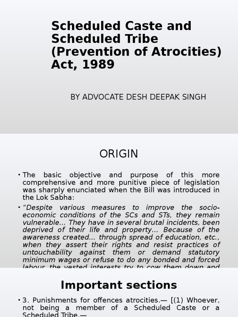 Scheduled Caste and Scheduled Tribe (Prevention of Atrocities) Act ...