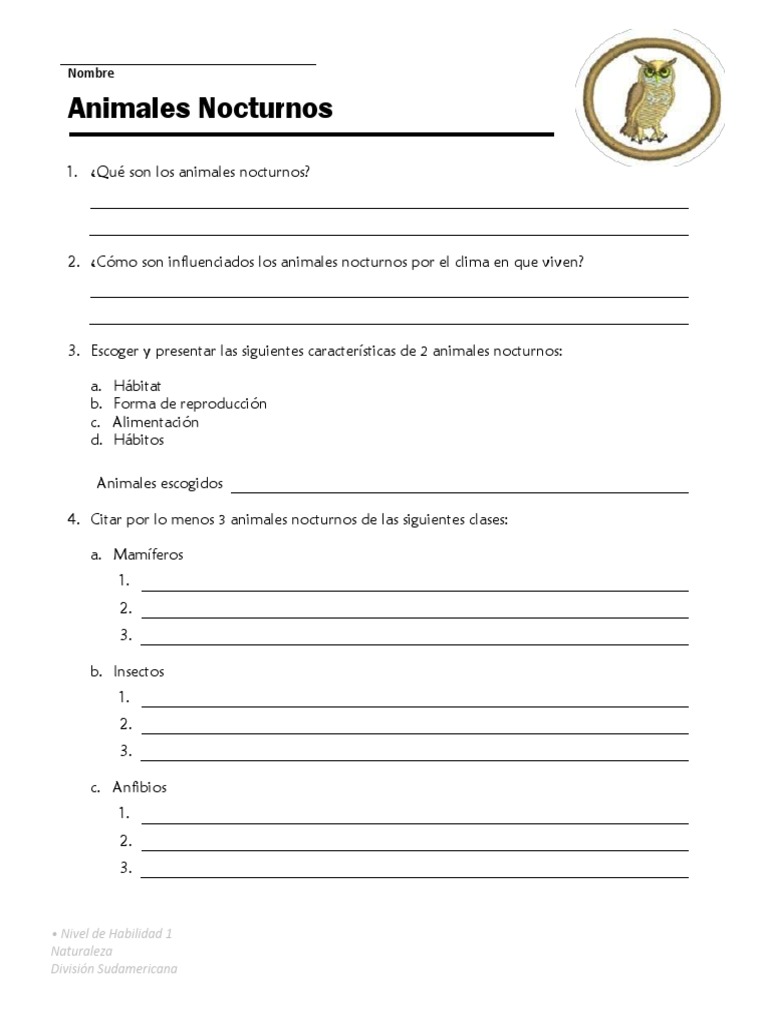 Animales Nocturnos: Guía Completa y Características | PDF