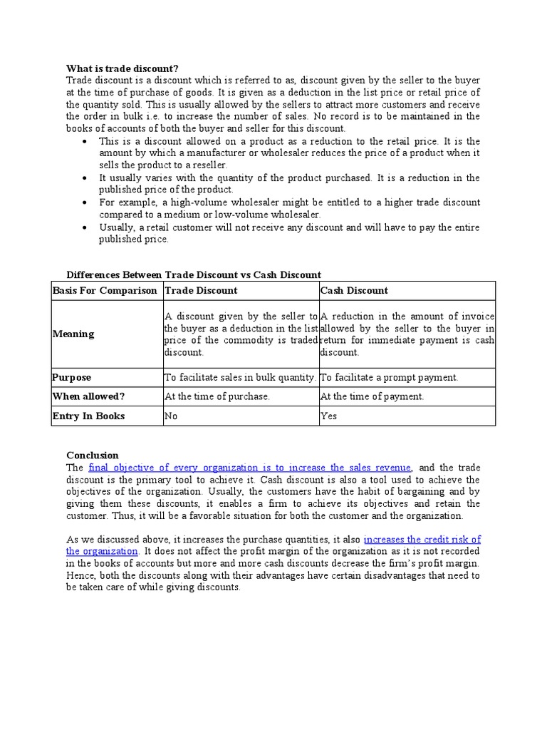 What Is Trade Discount | PDF | Discounts And Allowances | Prices