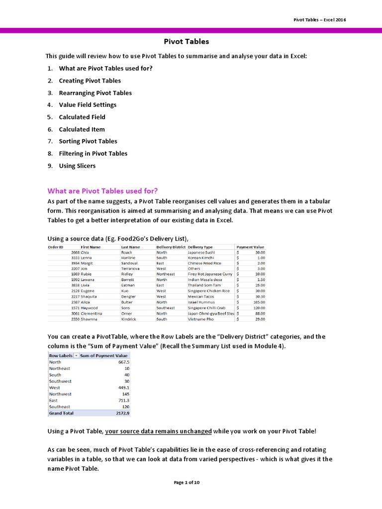 What Are Pivot Tables Used For? | PDF | Information Retrieval | Data Management
