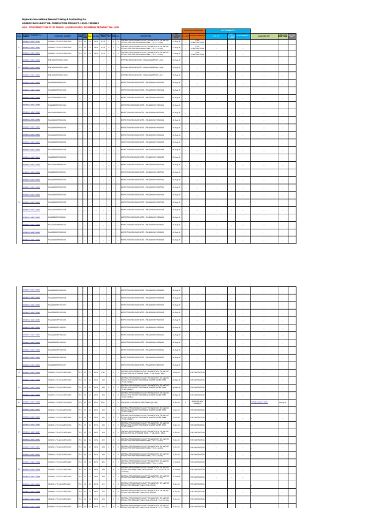 Incoming Transmittal Log Ag4 | PDF | Wastewater