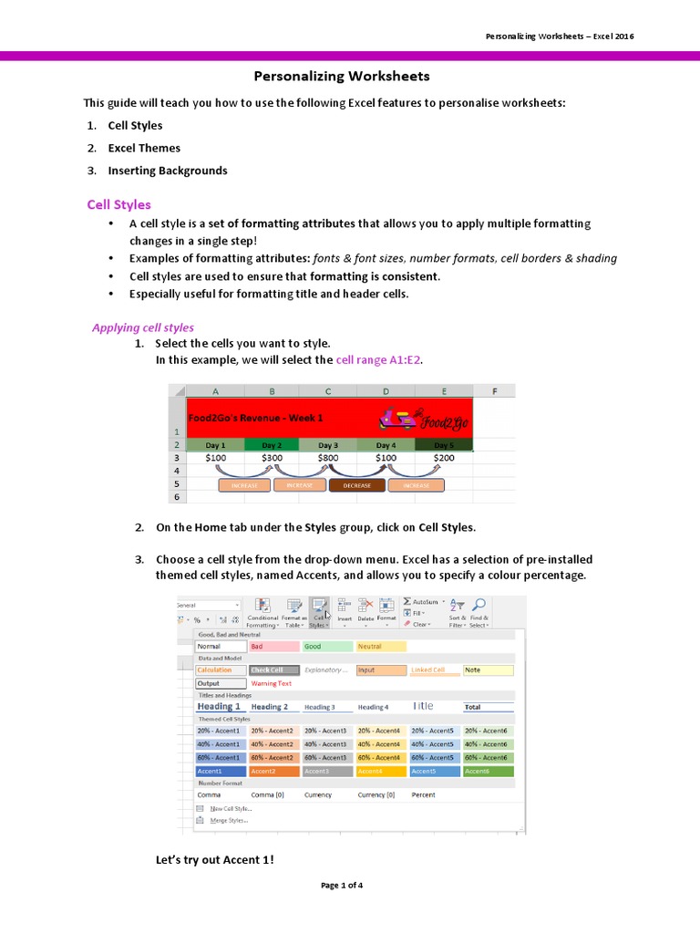 M2 - T7 - Personalizing Worksheets | PDF | Worksheet | Microsoft Excel