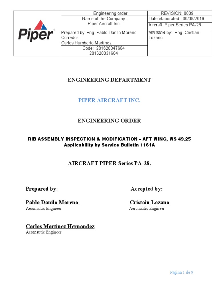Piper PA-28 Wing Rib Inspection Order | PDF | Aerospace | Aerospace ...
