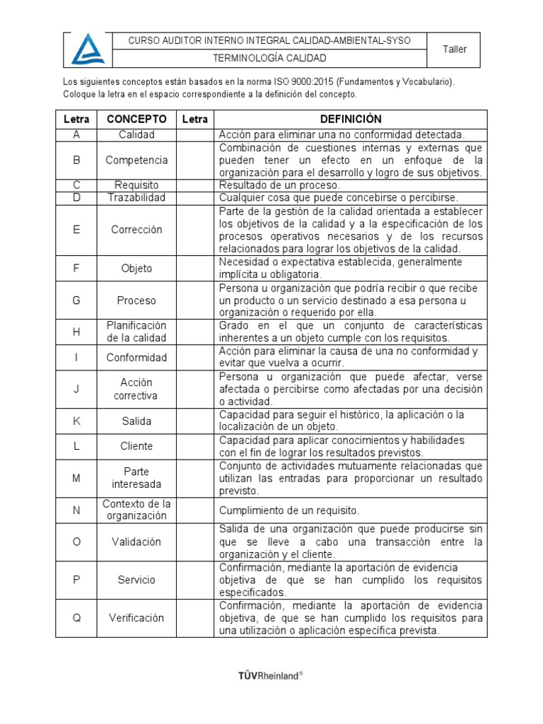 Iso 9001 - Terminología Calidad | PDF | Calidad (comercial) | Economias