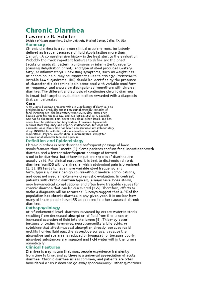 Chronic Diarrhea Evaluation Guide | PDF | Irritable Bowel Syndrome ...