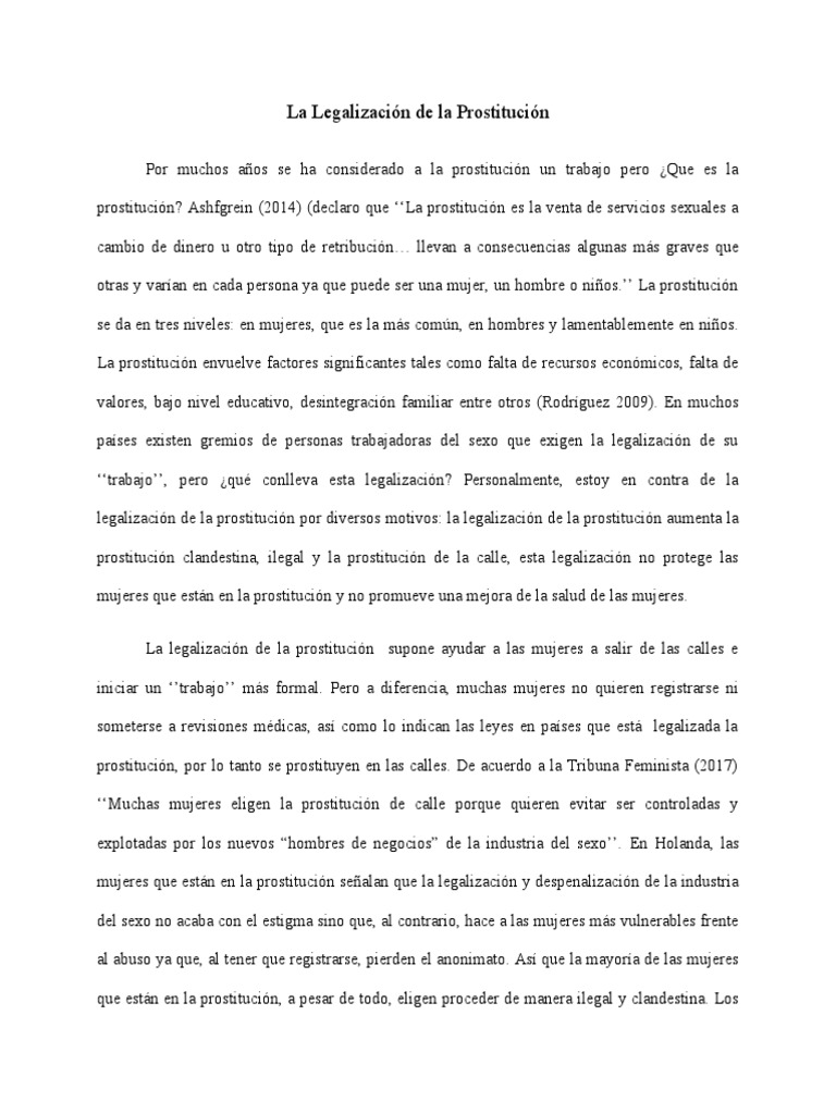 La Legalización De La Prostitución Pdf Prostitución Derechos Humanos
