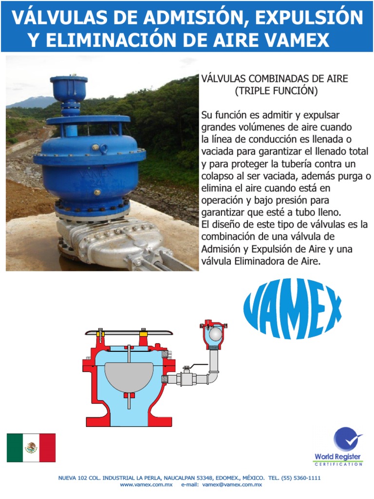 Válvulas Combinadas de Aire VAMEX | PDF | Acero | Bomba