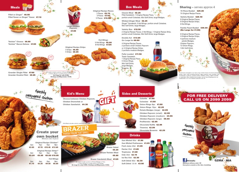 KFC Delivery Menu 110303065010 Phpapp02 PDF PDF, 49% OFF