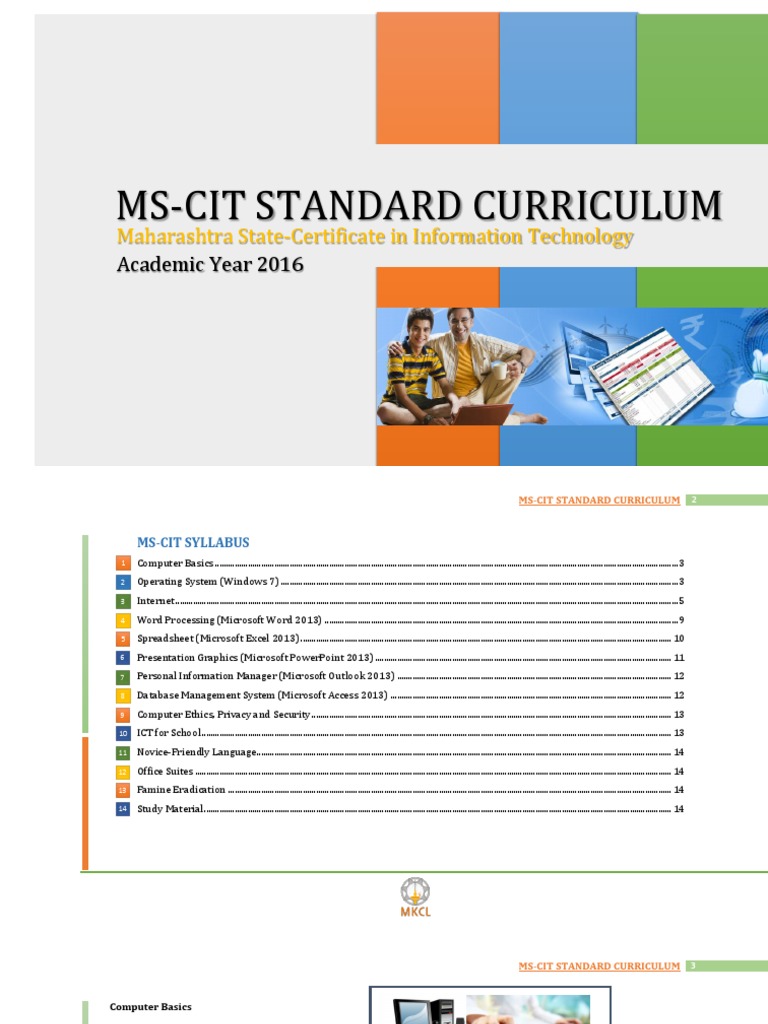 MS CIT Course Syllabus - 2016 17 PDF | PDF | Online And Offline ...