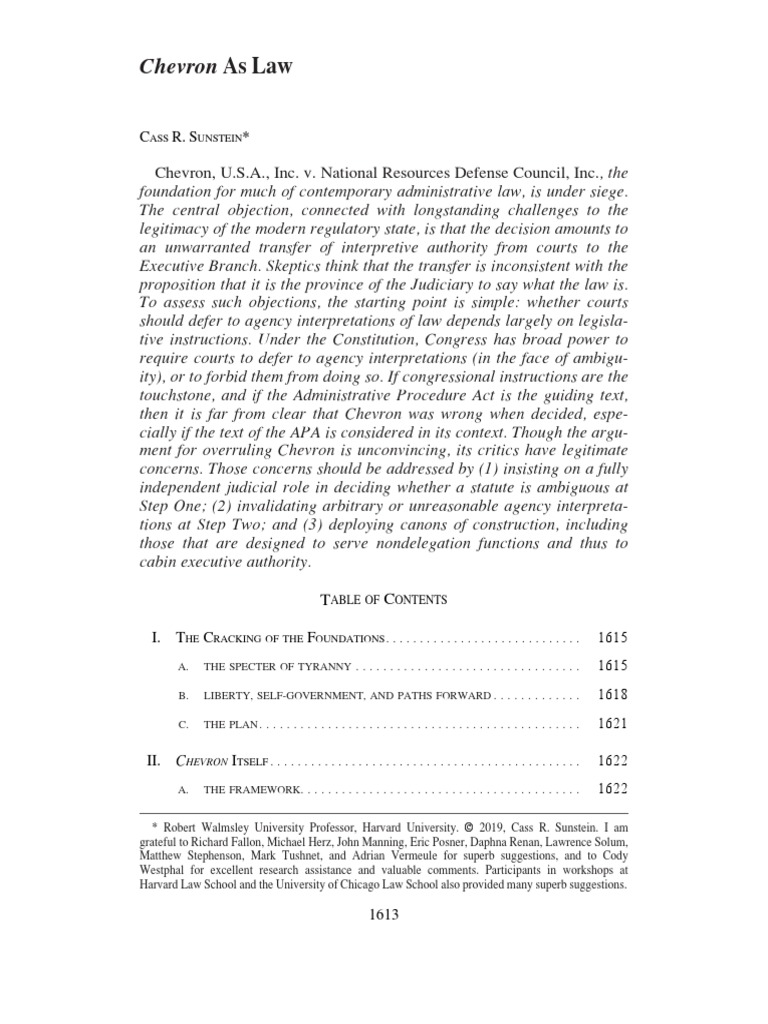 Chevron As Law PDF | PDF | Chevron U.S.A. | Environmental Law