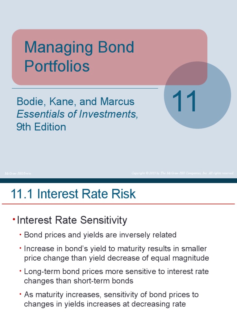 Managing Bond Portfolios: Bodie, Kane, and Marcus 9th Edition | PDF | Bond Duration | Bonds ...