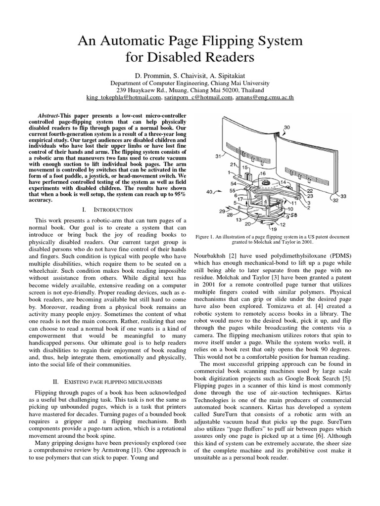 An Automatic Page Flipping System For Disabled Readers | PDF | Electric ...
