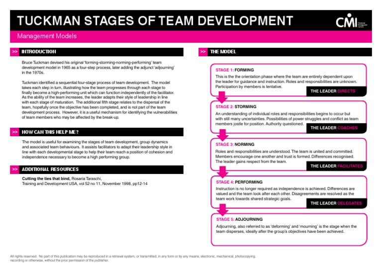 Tuckman Stages of Team Development: Management Models | PDF | Applied ...
