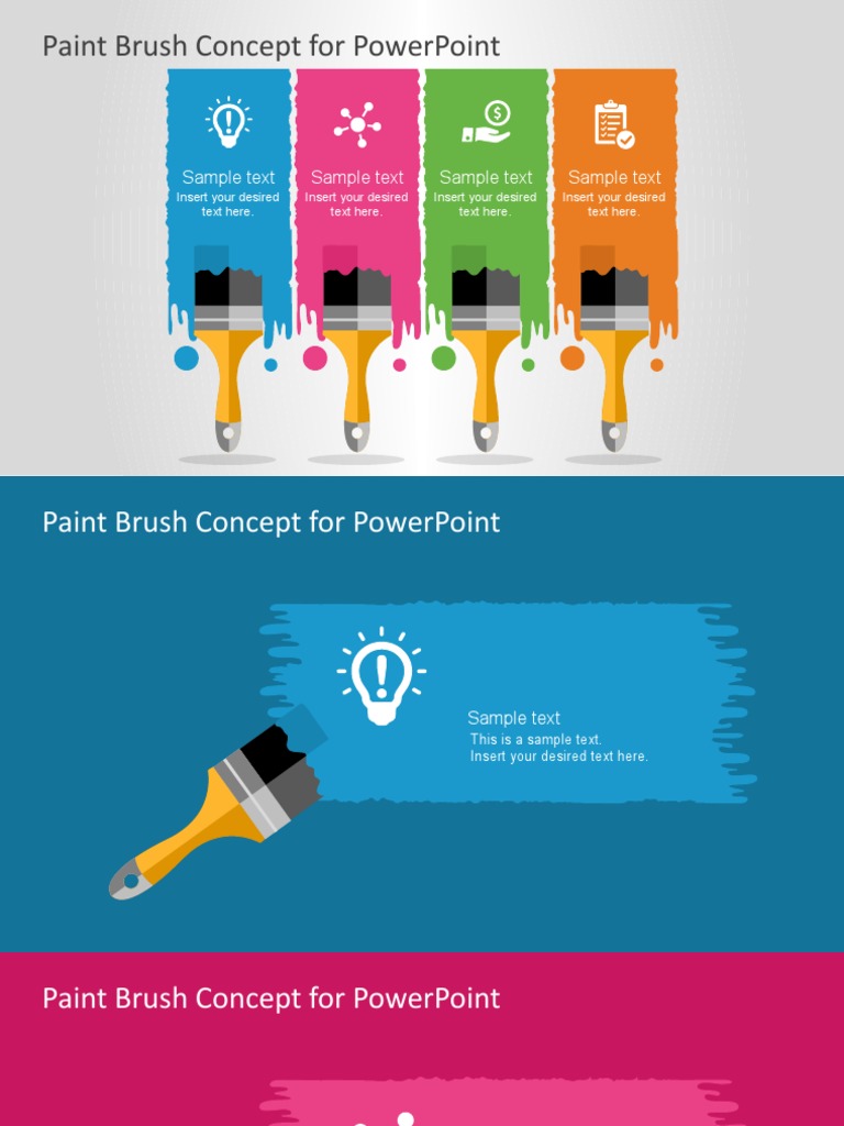 Paint Brush Concept For Powerpoint: Sample Text Sample Text Sample Text ...