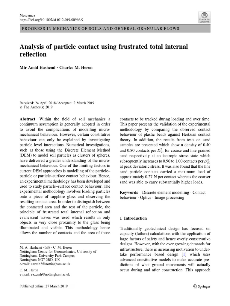 Analysis of Particle Contact Using Frustrated Total Internal Reflection ...