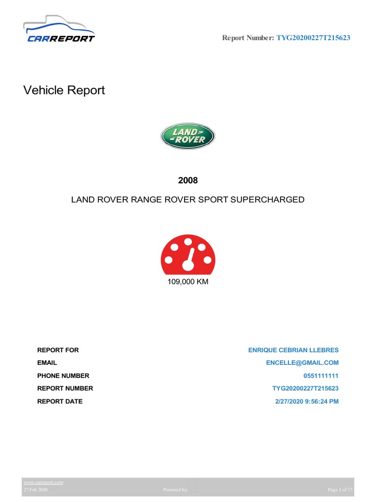 2008 Land Rover Range Rover Sport Supercharged Vehicle Report for ...