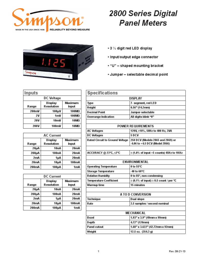 2800 Datasheet PDF | PDF | Mains Electricity | Physical Quantities