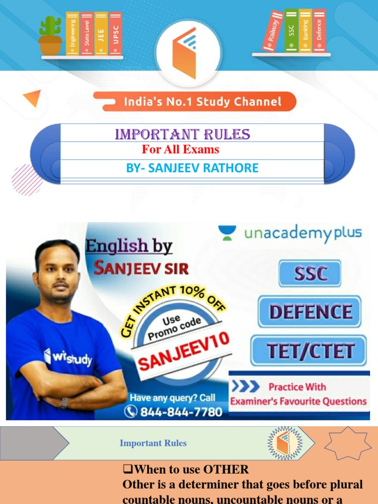 Important Rules: By-Sanjeev Rathore | PDF | Plural | Noun