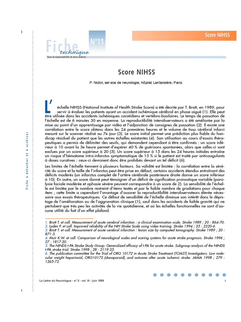 Interprétation du Score NIHSS en AVC | PDF | Aphasie | Déficience visuelle