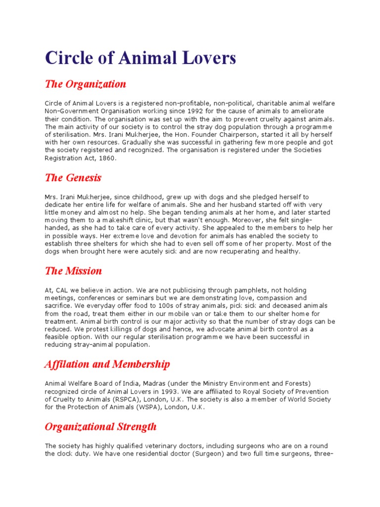 Circle of Animal Lovers | PDF | Cruelty To Animals | Animal Welfare