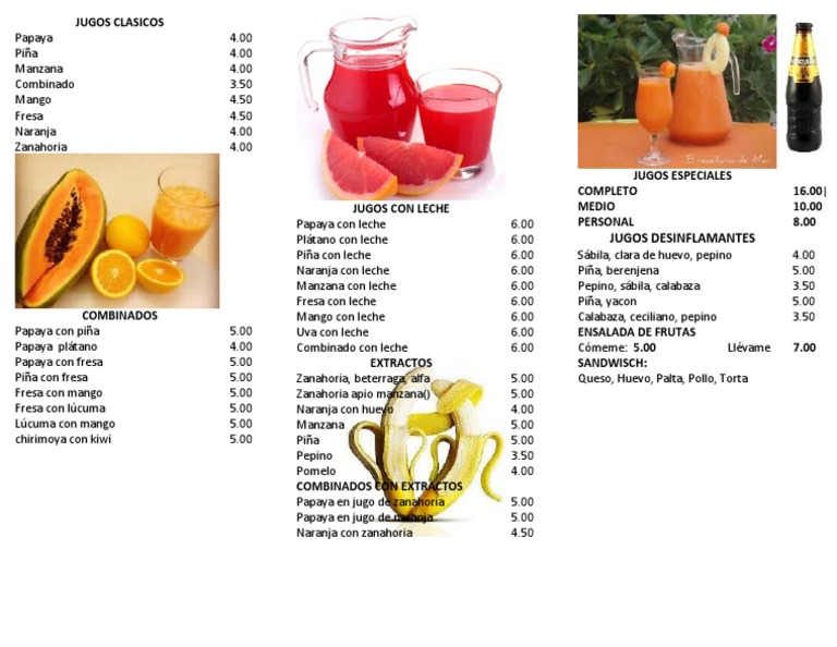 Recetas de Jugos Clásicos y Combinados | PDF | Cultivos | Fruta tropical