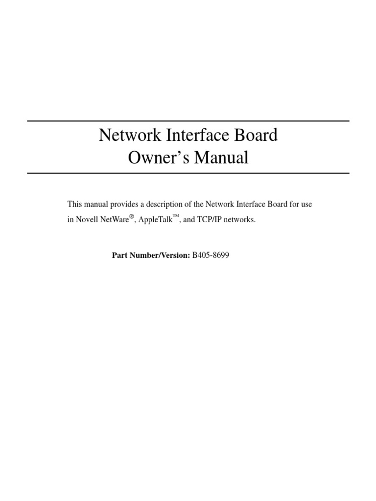 Network Interface Board Owner's Manual | PDF | Computer Network | Command Line Interface