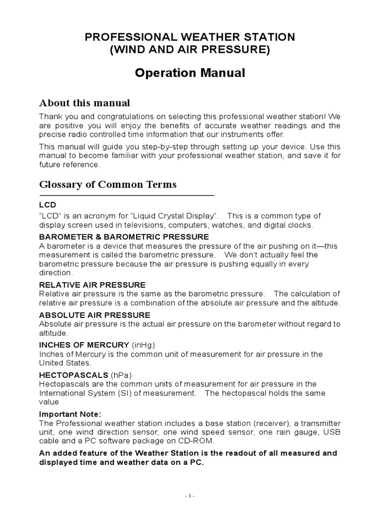 User Manual Easy Weather Plus | PDF | Atmospheric Pressure | Personal ...