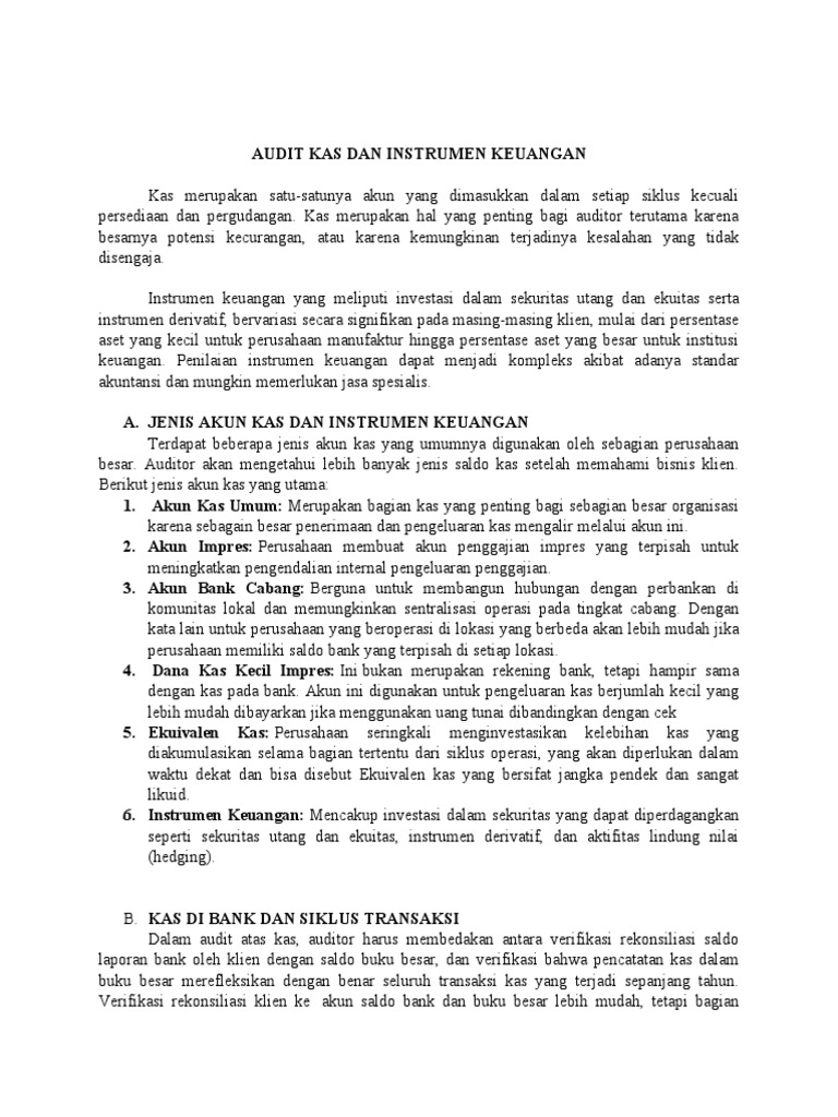 Audit Bab 23 Audit Siklus Kas | PDF