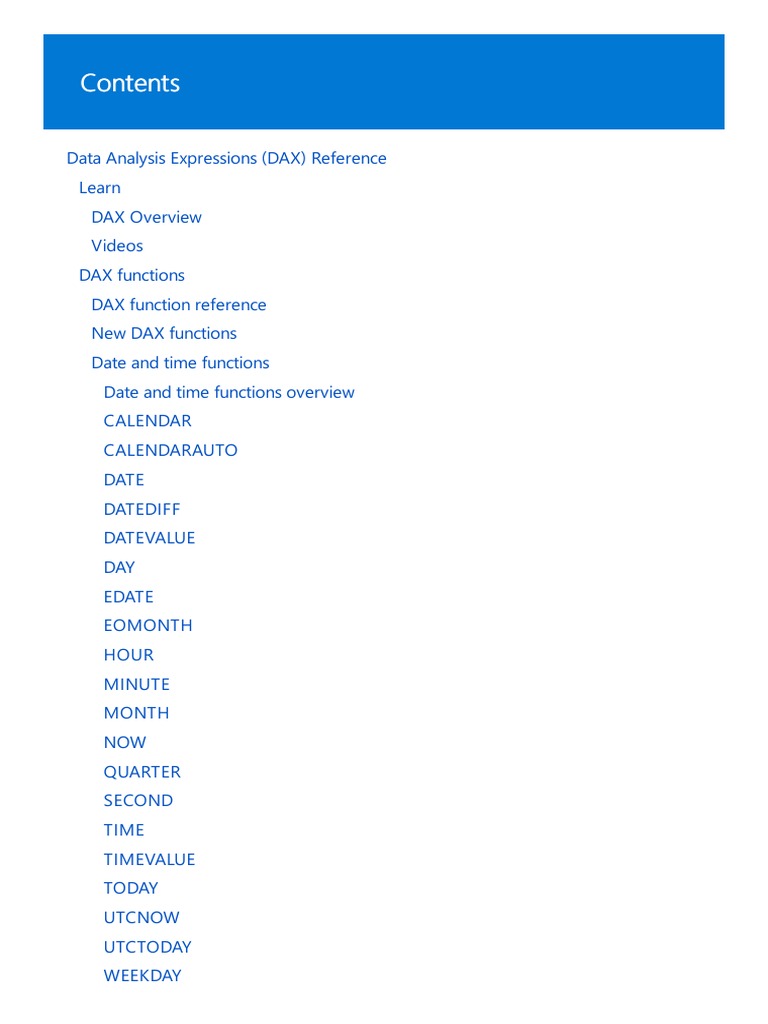 DAX Reference | PDF | Function (Mathematics) | Table (Database)