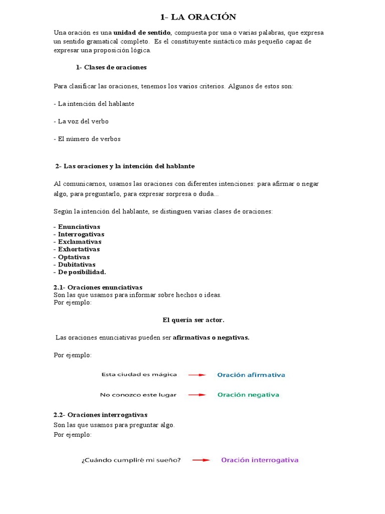 Oraciones: Sujeto y Predicado en Español | PDF | Asunto (gramática ...