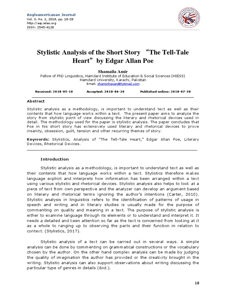 Stylistic Analysis of The Short Story "The Tell-Tale Heart"by Edgar ...