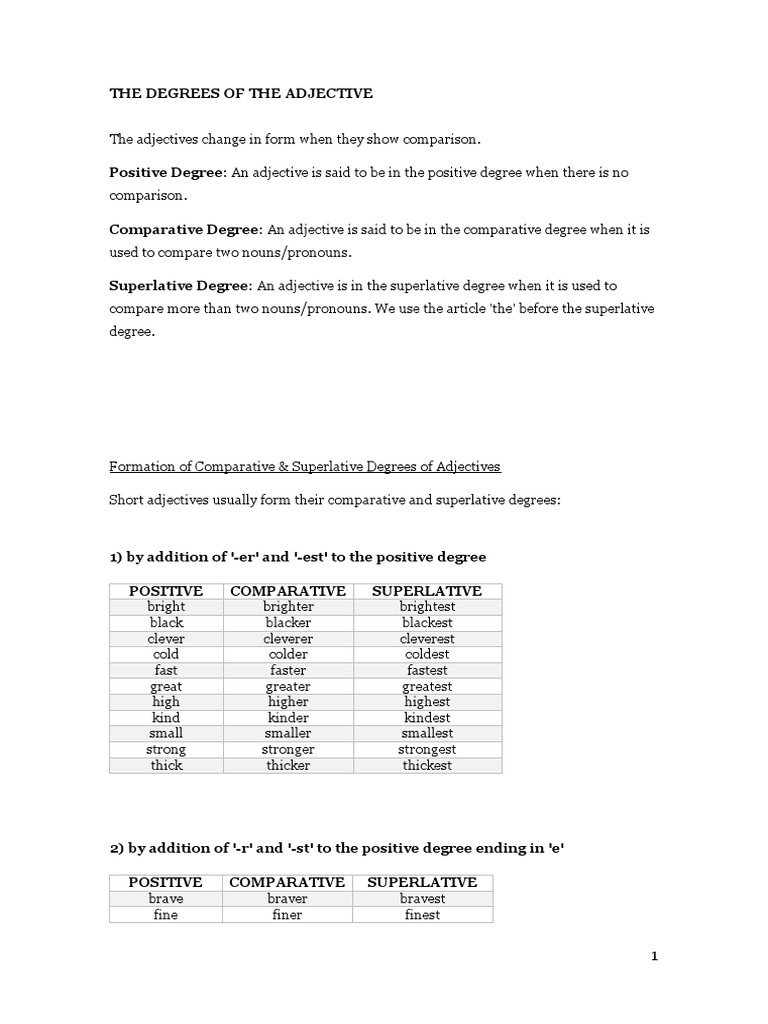 Understanding Adjective Degrees | PDF | Adjective | Syntactic Relationships