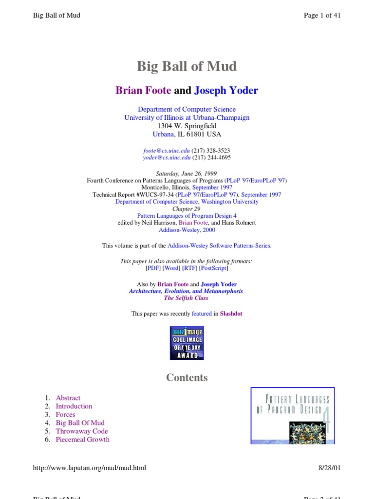 Paper - Big Ball of Mud | PDF | Infrastructure | Programmer