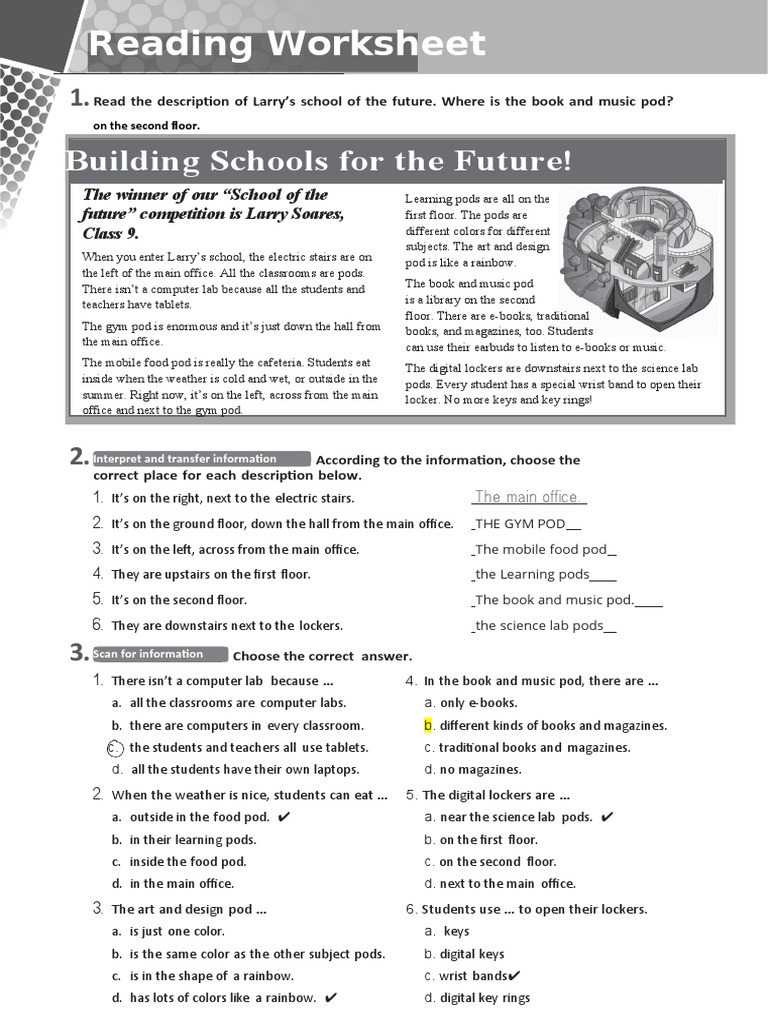 Reading Worksheet: Building Schools For The Future! | PDF | Classroom ...