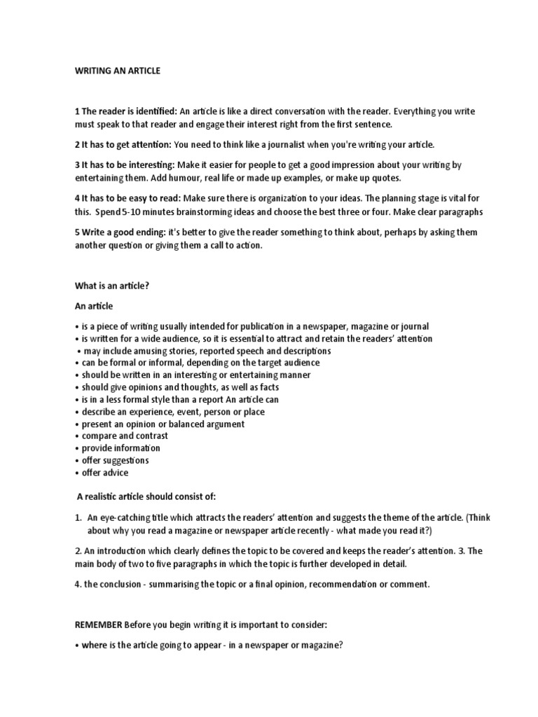 Writing An Article | PDF | International Student | Psychological Concepts