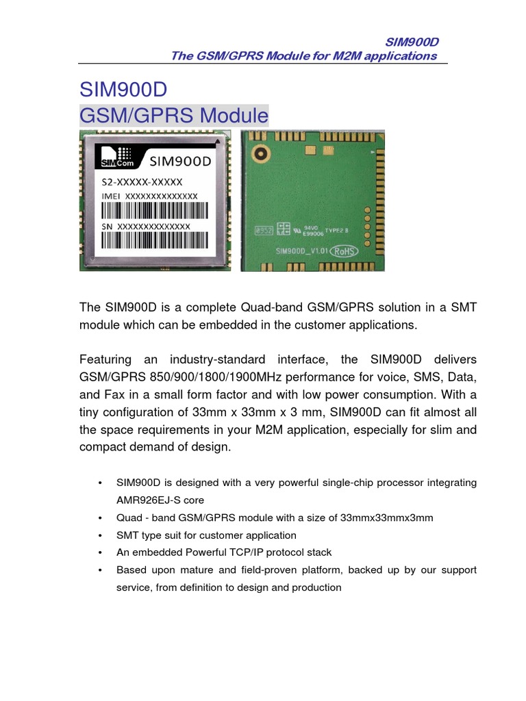 SIM900D The GSM/GPRS Module For M2M Applications | PDF | General Packet ...