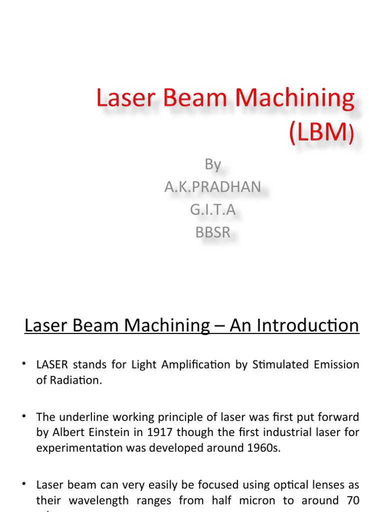 Laser Beam Machining LBM | PDF | Laser | Energy Level