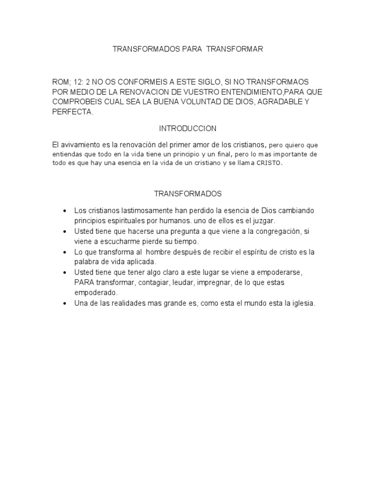 Transformados para Transformar | PDF