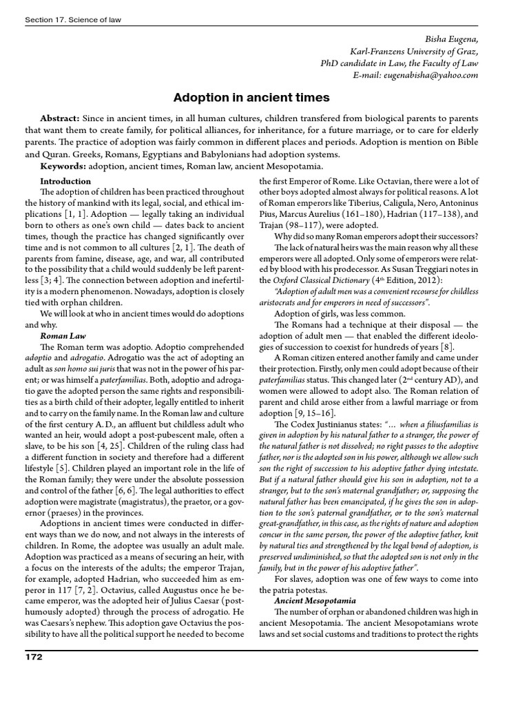 Adoption in Ancient Times | PDF | Adoption | Roman Empire