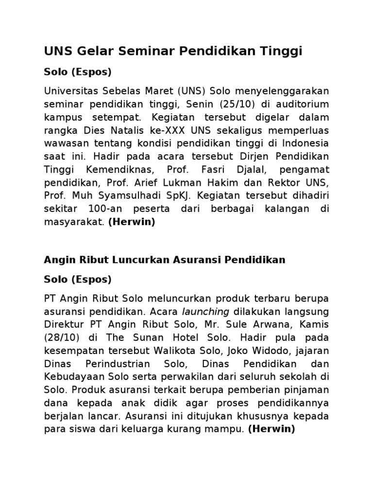 Contoh Straight News | PDF