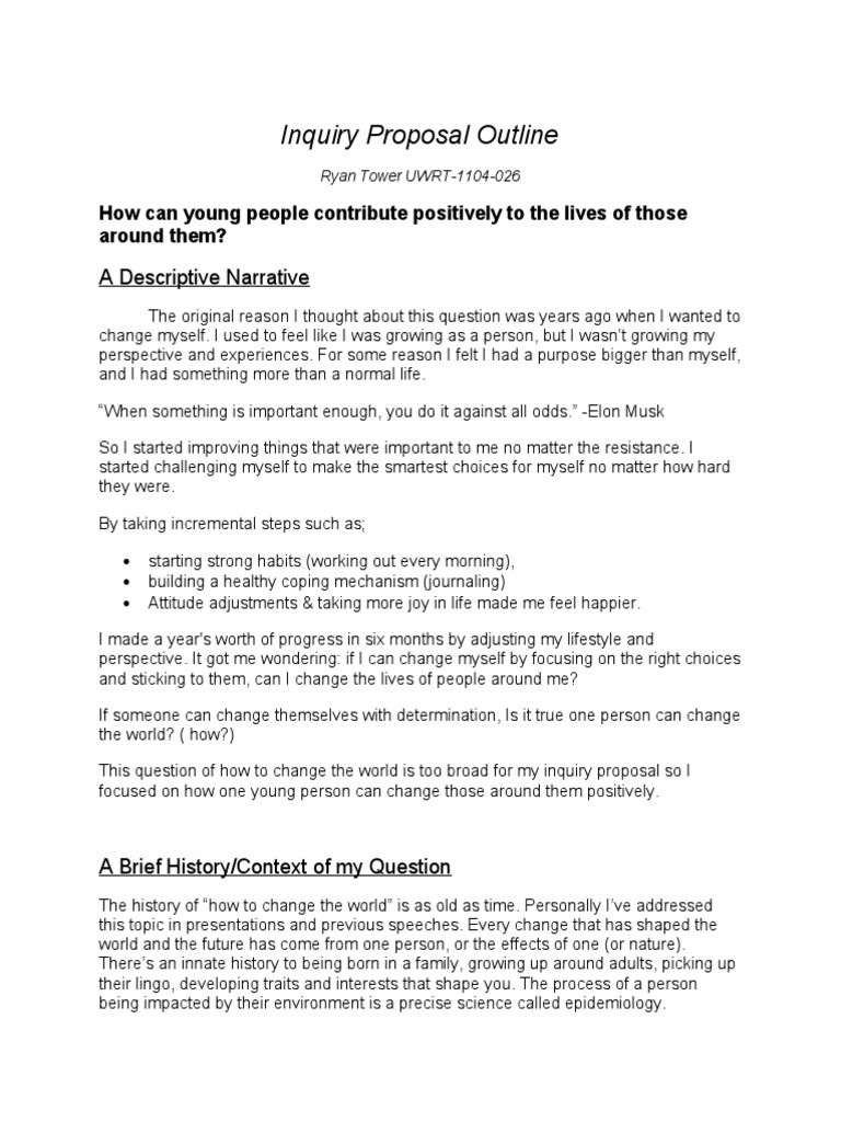 Inquiry Proposal Outline | PDF | Psychology | Psychological Concepts