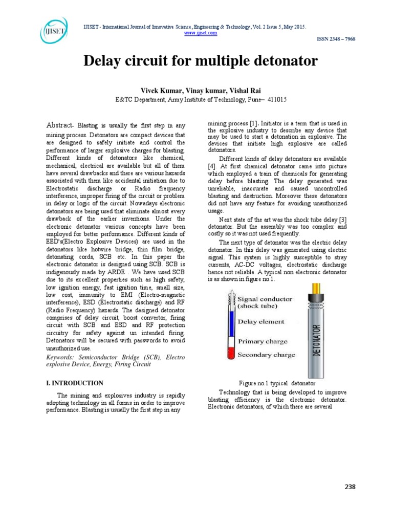 Delay Circuit For Multiple Detonator: Vivek Kumar, Vinay Kumar, Vishal ...