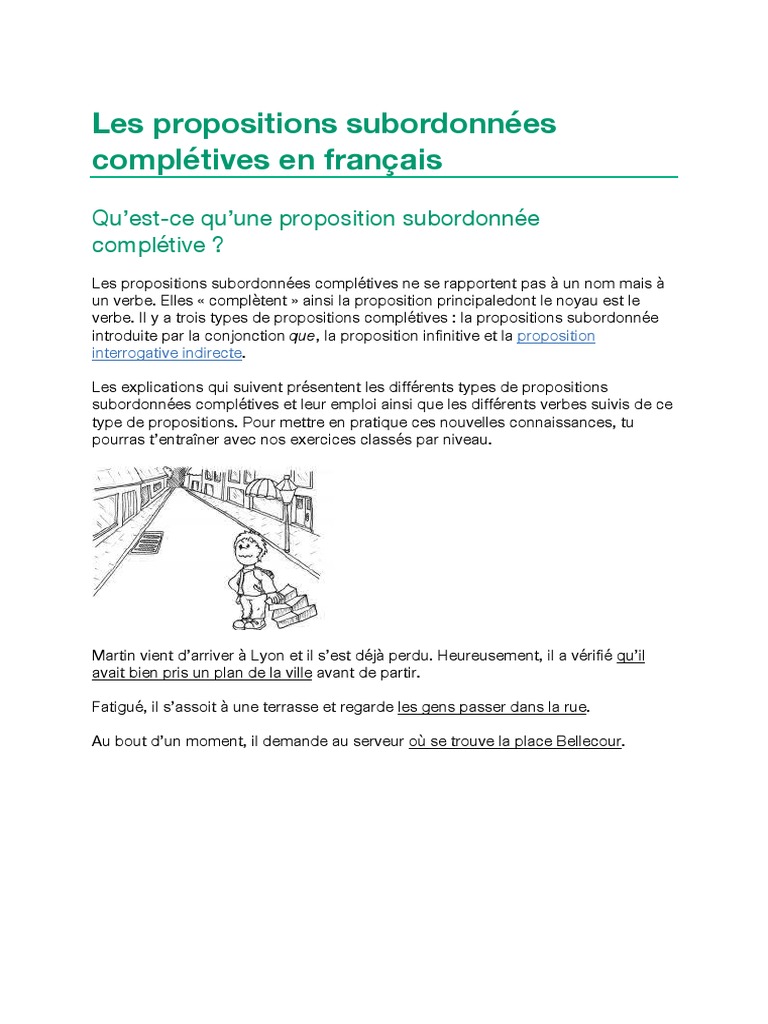 Les Propositions Subordonnées Complétives en Français | PDF | Clause ...