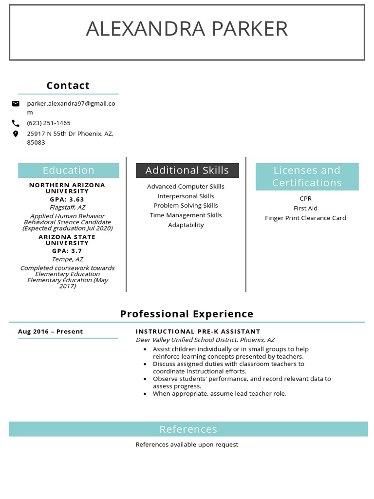 Alexandra Parker Resume Overview | PDF