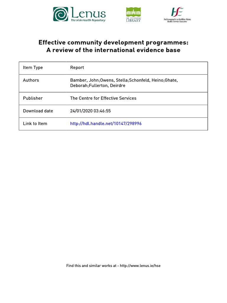 Effective Community Development Prog | PDF | Governance | Monitoring ...