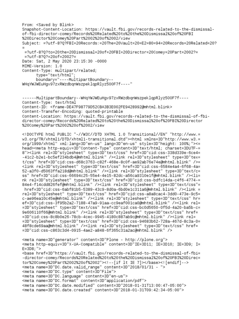 FBI Records - The Vault - Records Related To The Dismissal of FBI ...